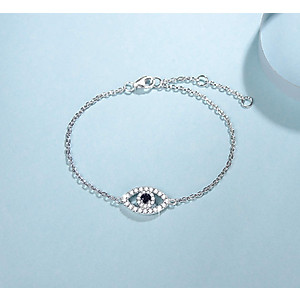 FANCIME 925 Sterling Silver Evil Eye Bracelet Yom Kippur Women Bracelet Gifts Fine Lucky Jewelry for Women Friends