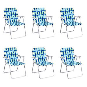 HAPPYGRILL 6 Pack Folding Chairs Set Portable Lightweight Web Dining Chair for Patio Garden Beach Party