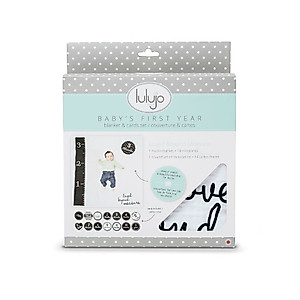 lulujo Baby Baby's First Year Milestone Blanket and Cards Set, Loved Beyond Measure
