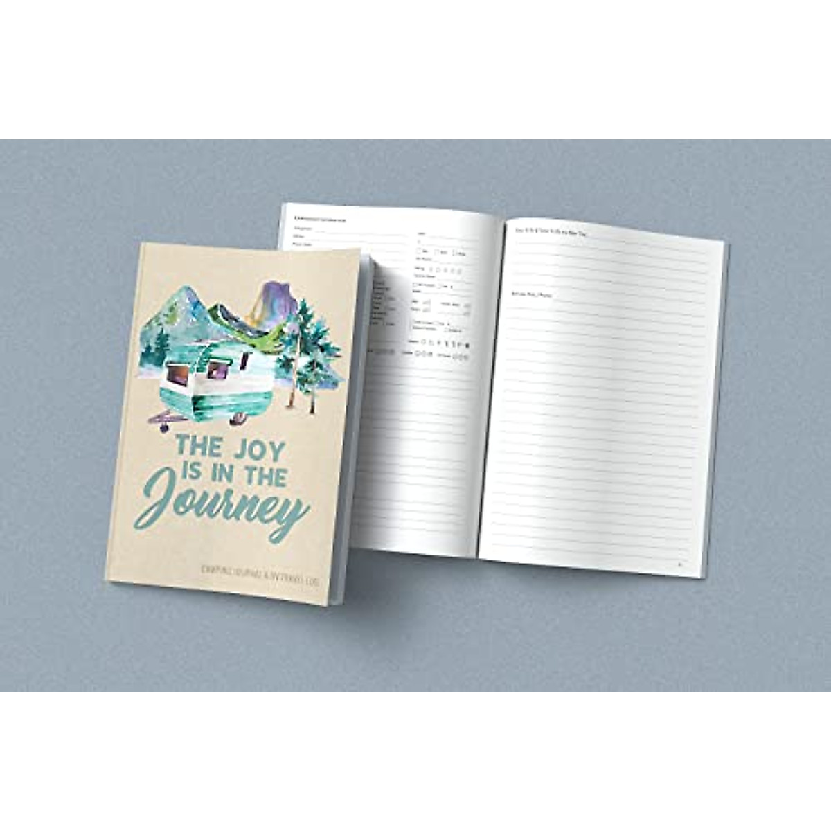 Camping Journal & RV Travel Logbook, Blue Vintage Camper Journey (Caravanning Campsite Log Books)