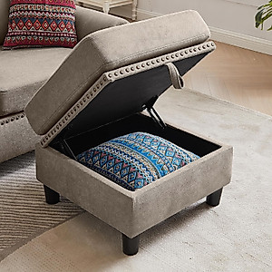 Tornama 106'' Convertible Sectional Sofa Couch, 4 Seater L Shaped with Reversible Chaise, Modern Microfiber Couches for Living Room, Beige