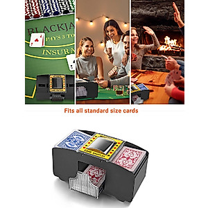 WILLIZTER Automatic Poker Card Shuffler 1-2 Decks Battery Operated Electric Poker Shuffler Card Shuffler for Porker Home Card Games Tables, Rummy Blackjack