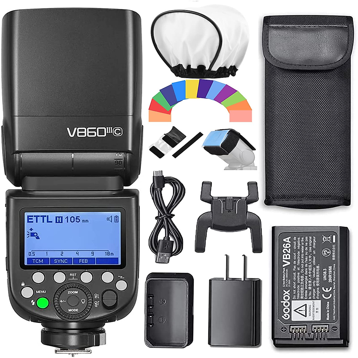 GODOX V860III-C Camera Flash Light Wireless TTL Transmitter/Receiver Speedlite GN60 1/8000s HSS Built-in 2.4G Wireless X System Replacement for Canon 1DX/5D Mark III/5D Mark II Cameras