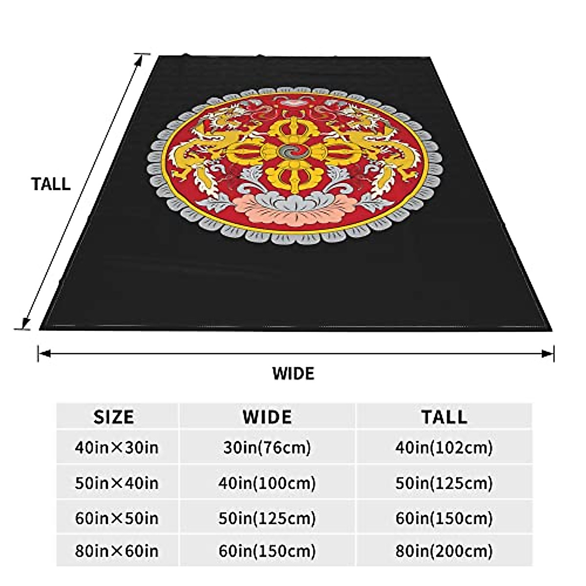 Emblem of Bhutan Blanket Throw Bedding Room Decor Flannel Blankets for Bed Sofa 80"x60"