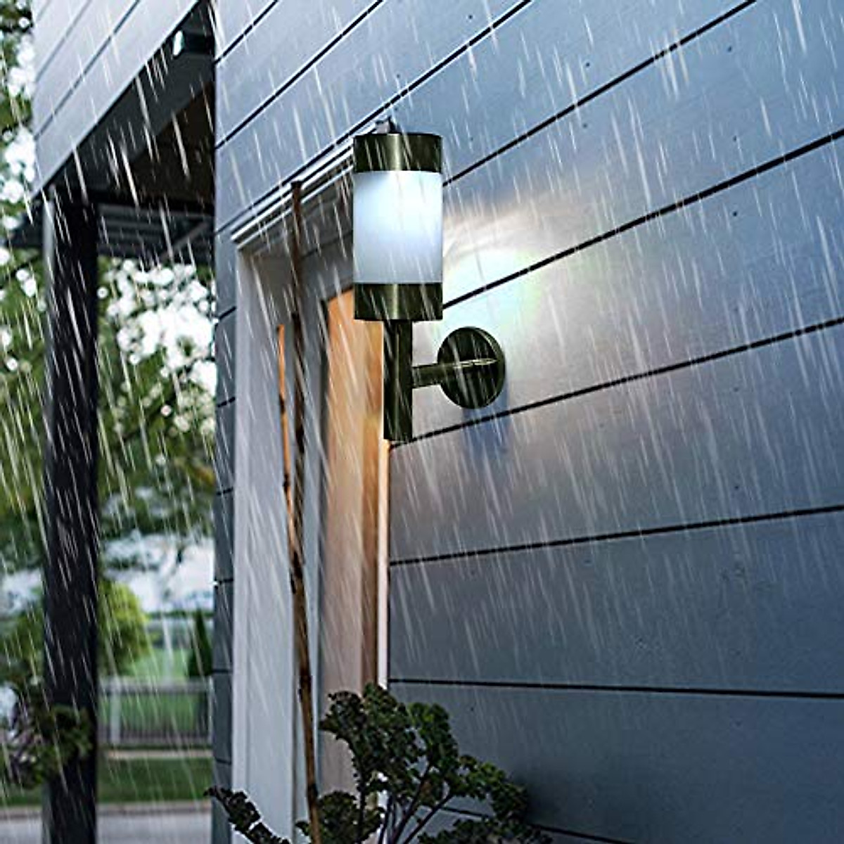 2Pcs Solar Powered Wall Lantern, Stainless Steel LED Solar Power Wall Mount Light for Outdoor Garden Fence Yard Sensor Lamp,Porch Wall Sconce