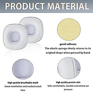 Ear Pads Replacement Earpads Ear Cushion Compatible with Marshall Major III Wireless On-Ear Headphones (White)