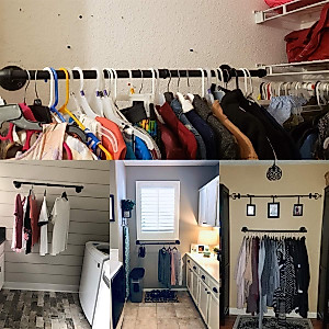 MY RUSTIC Industrial Pipe Clothing Rack, Rustic Pipe Hanging Rod for Closet Storage, Wall Mounted Multi Purpose Hanging Rod (Black, 38 Inch 2P)