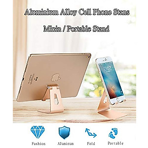 Cell Phone Stand Holder Aluminum Phone Deck Cradle, Adjustable Desktop Stand Compatible with iPhone 14 13 12 11 Pro MAX Mini，iPad Mini, Other Smart Phone (Glod)