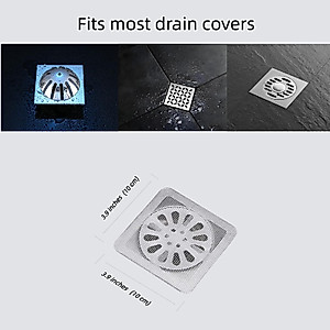 4" X 4"Disposable Floor Drain Sticker Shower Drain Hair Catcher Shower Drain Cover Hair Catcher Mesh Stickers for Bathroom Washbasin Bathtub Kitchen Sink for Human and Pet Hair (50PCS)