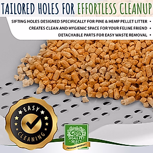 Small Pet Select - Pine Pellet Cat Litter Box, with 5 Pee Pads and Litter Scoop, Premium System for Cats and Other Small Animals, Tidy and Easy to Clean with Drawer, Scoop, and Removable Tray