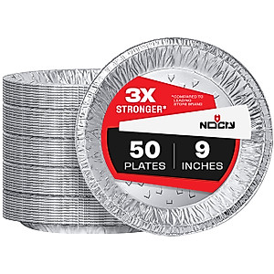 NoCry Premium Disposable Pie Pans (50 Pack) - Foil Aluminum Pie Pans 9 Inch or Disposable Pie Tins for Baking Delicious Pies or Crispy Pie Crusts