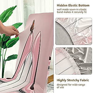 xigua Elegant Pink High Heels Chair Covers Protector 4PCS for Dining Room,Chair Slipcover Washable Removable for Kitchen,Hotel,Restaurant,Wedding