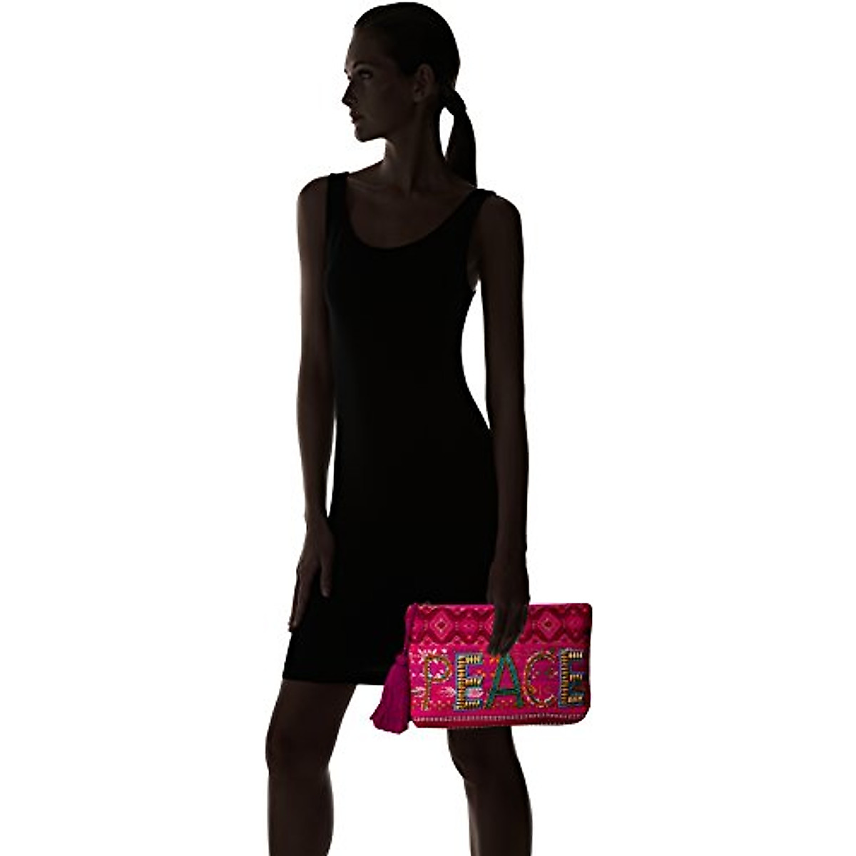 ‘ale by alessandra Women's Peach of Cake Hand Embroidered Beaded Clutch, Pink, One Size