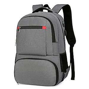 DAILY&DIARY Lunch Backpack, Insulated Cooler Backpack with Lunch Compartment for Men Women Water Resistant Lunch Bag 15.6 Inch Laptop Backpack Durable for Work, School, Camping, Picnics, Grey