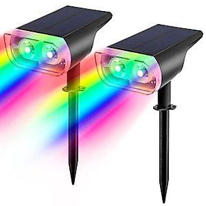 Solar Spot Lights Outdoor Color Changing, 9 Lighting Modes 38 LEDs Solar lights Outdoor Waterproof, Auto On/Off Multicolor Solar Powered Landscape Spotlights for Garden Patio Yard Pool Tree, 2 Pack