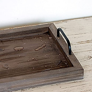 Juleduo Rustic Wooden Serving Trays with Handle-Set of 2-Decorative Nesting Food Board Platters 4 Coasters，for Breakfast Kitchen Ottoman Coffee Table