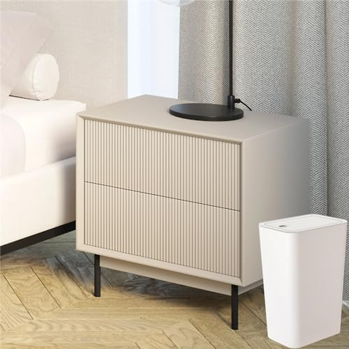 XAJH 2 Pack Trash Can with Lid, Slim Bathroom Trash Can, Small Trash Can with Press Top Lid, Plastic Garbage Can, Waste Basket for Bathroom, Kitchen, Bedroom,Living Room, Office