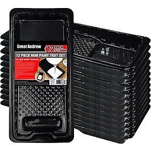 Great Andrew Paint Roller Tray Liner 4 Inch, 12 PCS Disposable Small Plastic Paint Trays Liners Perfect for Smaller Projects, DIY Painting etc. (Black)