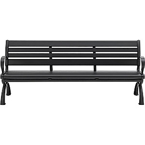 Global Industrial 6' Aluminum Park Bench with Backrest, Black