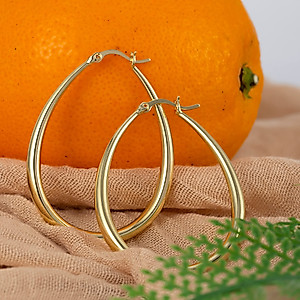 KISSPAT 14K Gold Oval Hoop Earrings for Women Hypoallergenic Sterling Silver Post Drop Dangle Oval Hoop Earrings
