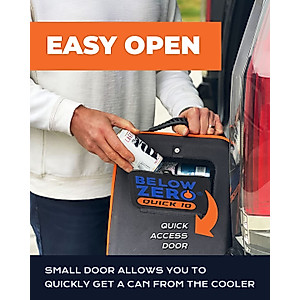 Quick 10 Insulated Carrying Case Cooler Bag for Beers, Wine and Beach - Open Flap to Quick Access 10 Cans - Includes Large Below Zero Gel ICE Pack Cools for 24 Hours - Perfect for Drinks, Beverages