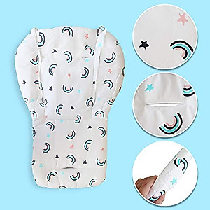 Baby High Chair Cushion, Thick Pad for Wooden High Chair, Baby Dining Chair Liner Mat(Blue Rainbow)