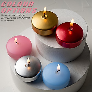 SECEL Pack of 24 Floating Candles 2 Inch 4+Hours Paraffin Wax0 Cotton Wick Dripless & Smokeless Home Decor, Wedding Decorations, Valentine Decors, Birthday Dinners, Celebrations