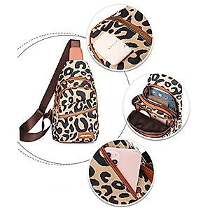Tekzitfuir Women's Leopard Chest Bag Chest Backpack Bag Sling Crossbody Bag Satchel Backpack Purse