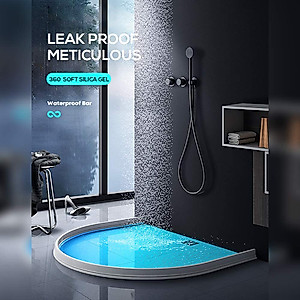 Hi-Na 3ft/5ft/6ft/8ft10ft Collapsible Shower Threshold Water Dam Watei Barrier for Shower and Water Stopper Keeps Water Inside Water Threshold for Wet and Dry Separation (5ft)