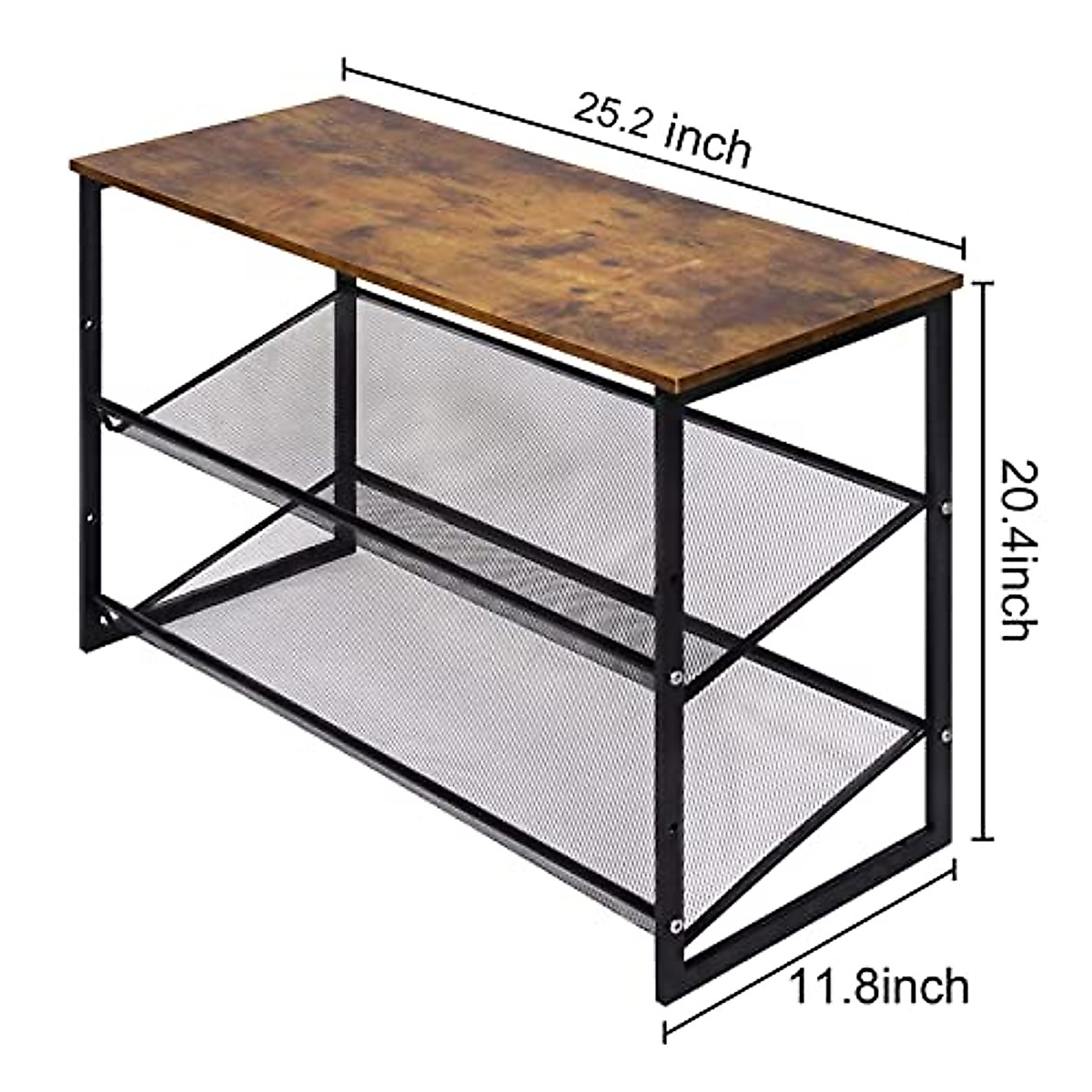 Garden 4 you 3-Tier Tilting Adjustable Freestanding Shoe Rack 6-Pairs 25.2 in Length for Durability and Stability for Entryways, Hallways, Closets, Dormitory Rooms, and Industries，Brown