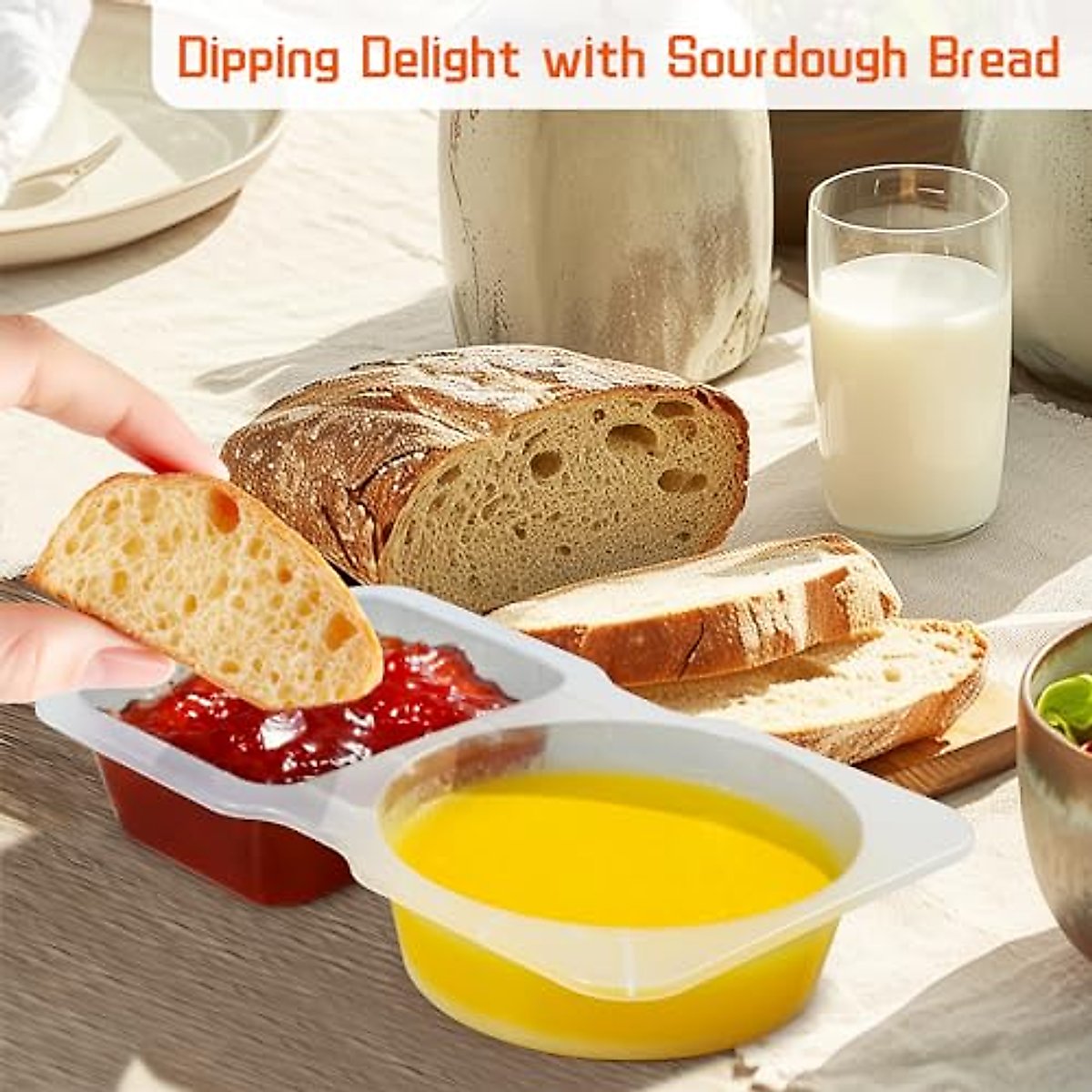 Vexulipro 15 PCS Divider Condiment Containers with Lids, Double Compartment Condiment Container, Dressing Containers with Lids, Small Plastic Containers with Lids, and Snack Containers