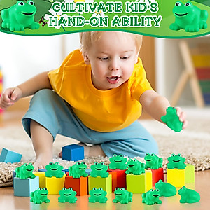 Zubebe Rubber Frogs Squeak and Floating Frog Sea Turtle Rubber Bath Toy Baby Shower Swimming Bathtub Toys for Shower Frogs Bathtub Birthday Party Decoration Boys Girls Bath Toys (Frog, 24)