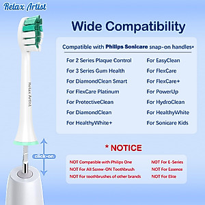 Relax Artist Replacement Toothbrush Heads for Philips Sonicare Replacement Heads,Electric Replacement Brush Head for Phillips Sonicare C2,C1,for Philips Sonic Care Electric Toothbrush,10 Pack
