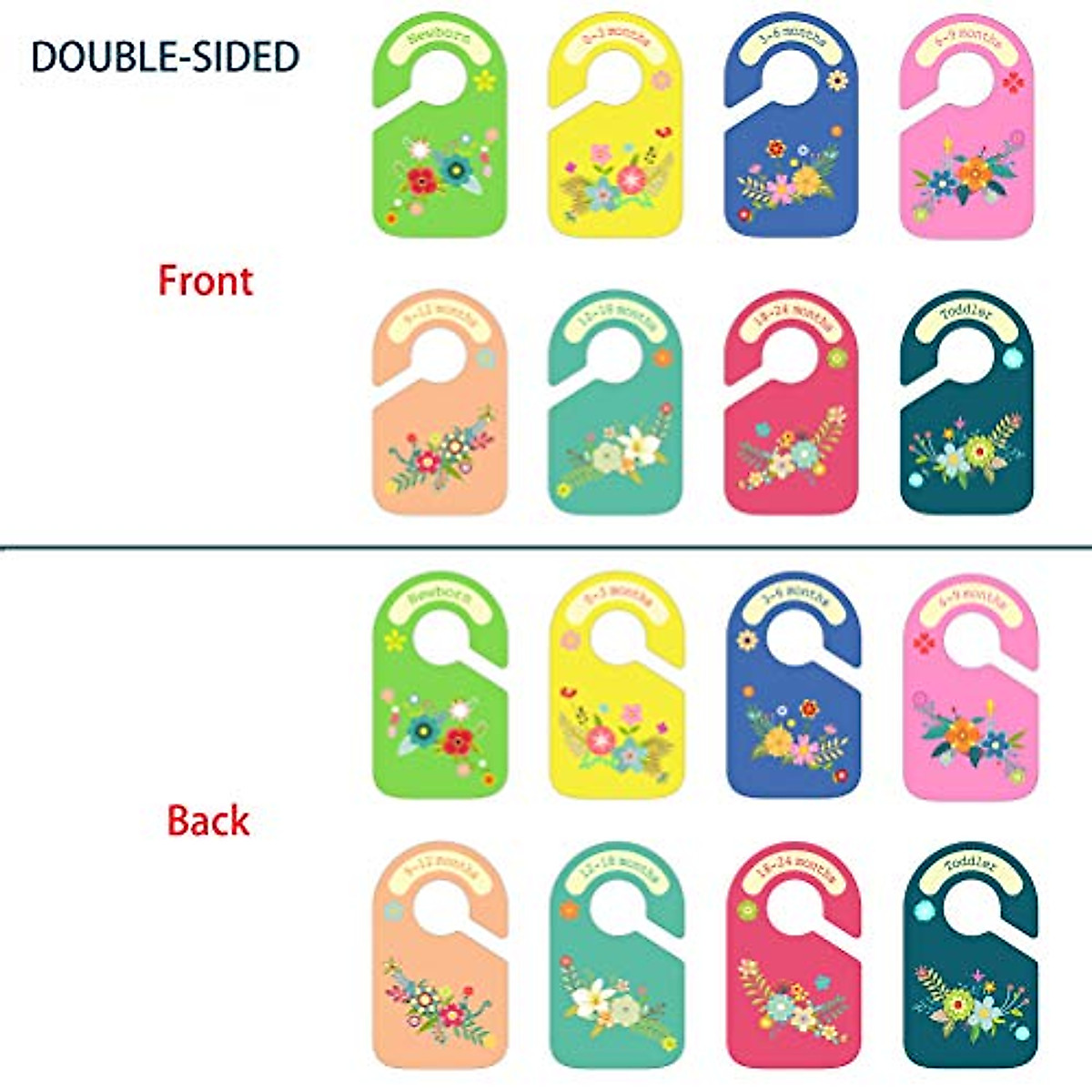 Baby Closet Dividers for Baby Clothes - Set of 8 Double Side Baby Closet Size Dividers Special Closet Organizer/Hangers Dividers (Flower)