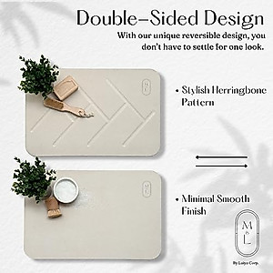 M&L Premium Stone Bath Mat Large - Double Sided, Non-Slip Fast-Drying Mat for Kitchen Counter, Tub & Bathroom Floor - Super Absorbent Diatomaceous Earth Shower Mat - Home Decor & Modern Accessories