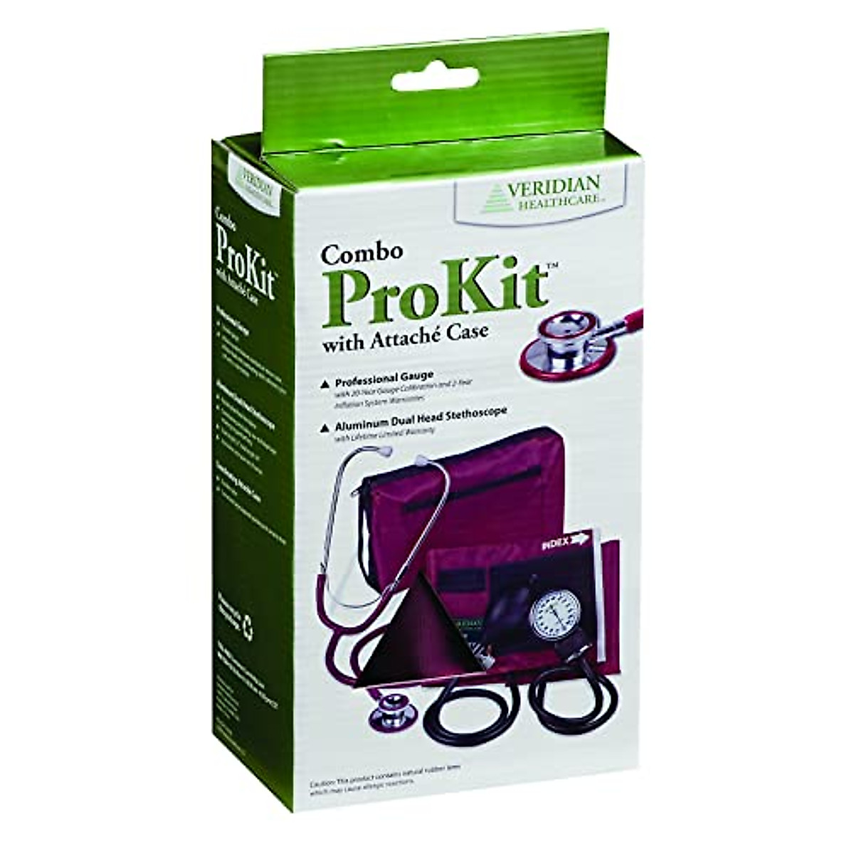 Veridian Healthcare ProKit ProKit Aneroid Sphygmomanometer with Dual-Head Scope, Adult, Hunter Green, (02-12706)