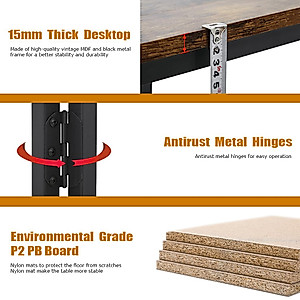 PayLessHere 42 Inch Folding Desk, Foldable Computer Desk for Small Spaces,Space Saving Computer Table Writing Workstation for Home Office,Easy Assembly,Vintage