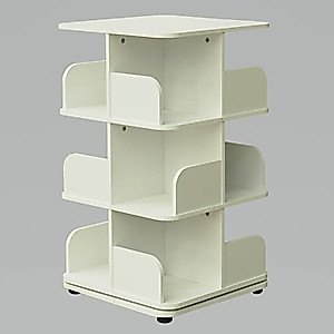 Kings Brand Furniture - 3-Tier Revolving Bookcase Bookshelf, Media Storage Cabinet, White
