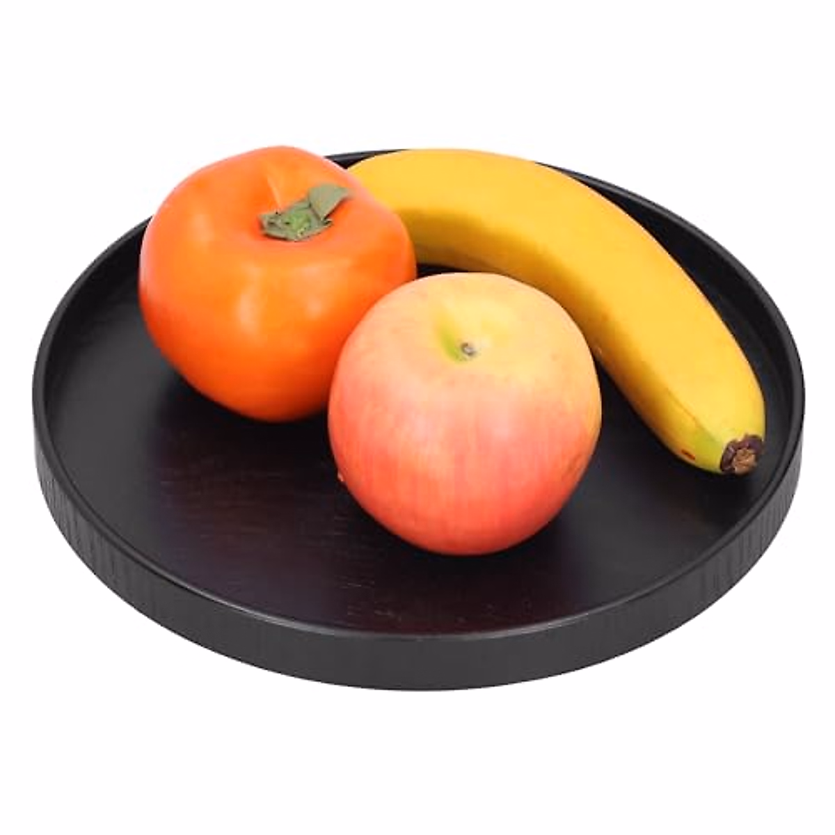 Milltrip Round Wooden Food Fruit Serving Tray Service Plate for Home Kitchen Hotel Use Black(24cm/9.4in)