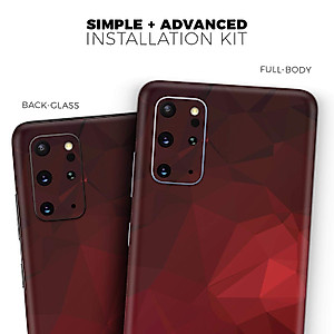 DesignSkinz Varying Shades of Red Geometric Shapes Protective Vinyl Decal Wrap Skin Cover Compatible with The Samsung Galaxy S20 (Screen Trim & Back Glass Skin)