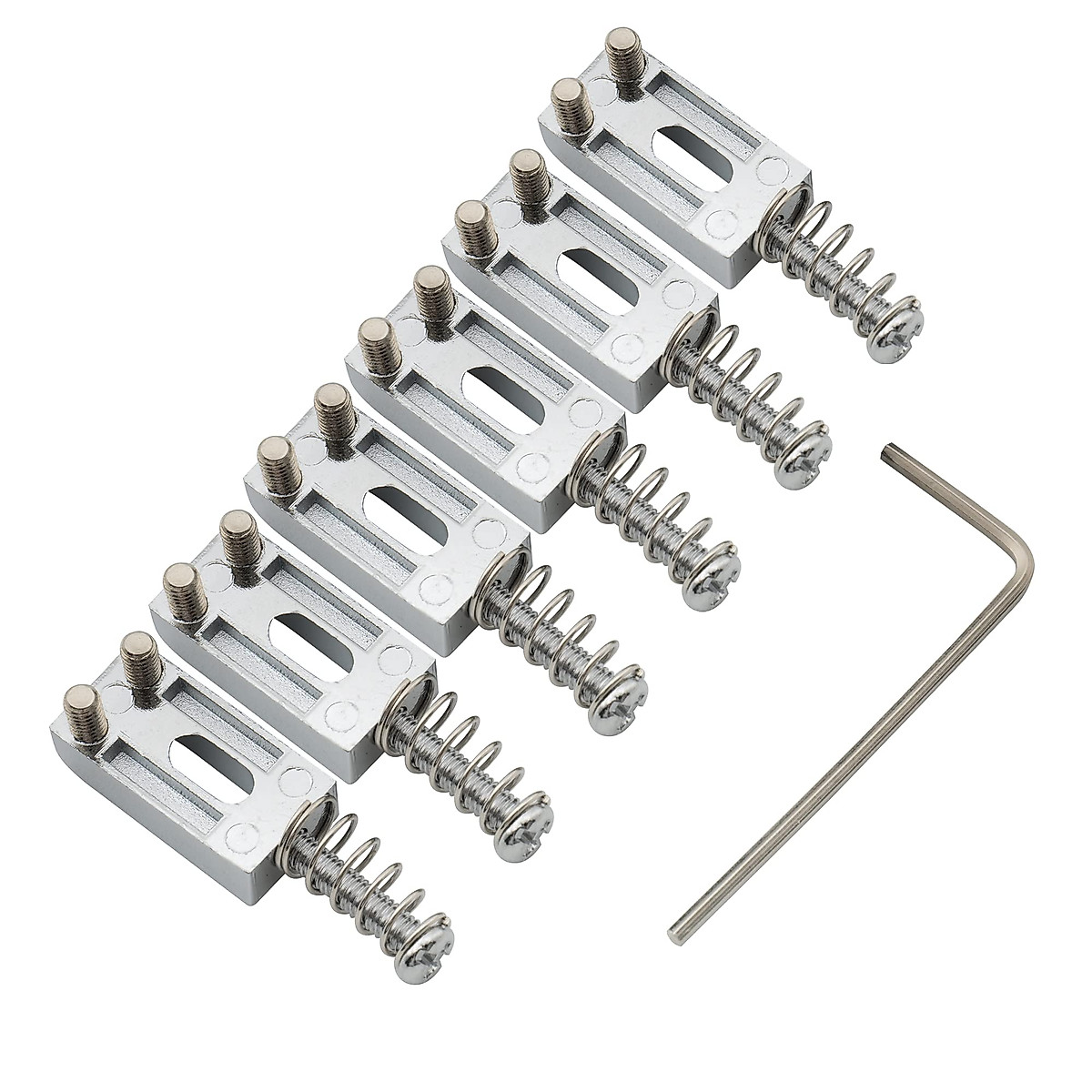 Musiclily 10.5mm Guitar Tremolo Bridge Saddles Set for Fender Stratocaster Strat Telecaster Tele Electric Guitar Replacement, Chrome(Set of 6)