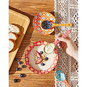 Metahom Ceramic Small Serving Spoons, Colorful Soup Spoons Set for Cereal, Soups, Stews, Ramen, Dishwasher & Microwave Safe, Cute Porcelain Spoons, Set of 6