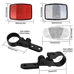 Bike Front and Rear Reflectors Kit, Bicycle Wheel Spoke Reflectors Kit, Bike Cycling Safety Warning Reflectors for Handlebar and Seatpost, Bike Road Safety Reflection Kit, Red and White/8 Pcs