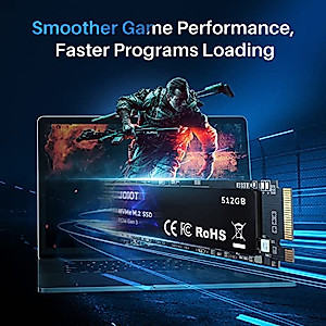 JOIOT 512GB SSD NVMe M.2 Internal Solid State Drive w/V-NAND Technology, Storage and Memory Expansion for Gaming, Max Speed,Black