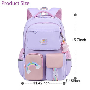 Unicorn Girls Backpack Cute Laptop Backpacks Casual Durable Lightweight Travel Bags Waterproof Bookbag For School (purple)