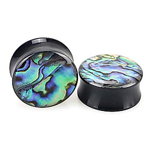 Awinrel Abalone and Lace Ear Gauges Acrylic Saddle Plugs Tunnel Stretcher Expander Body Piercing Jewelry 4 Pieces Set 9/16" 14mm