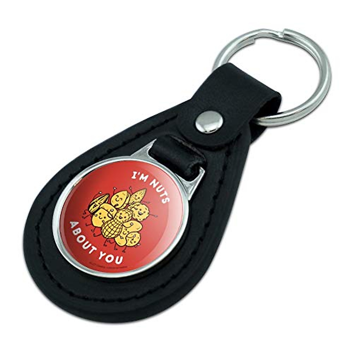 Black Leather I'm Nuts About You Love Funny Humor Keychain