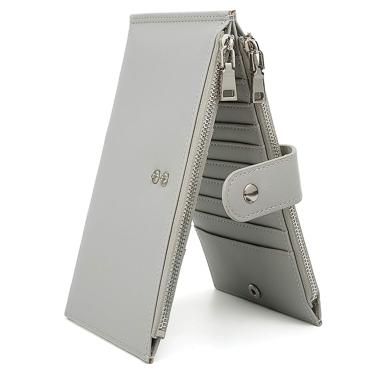 YALUXE Women's Card Wallet RFID Blocking Vegan Leather 19 Cards Holder with Zipper Pocket for Phone