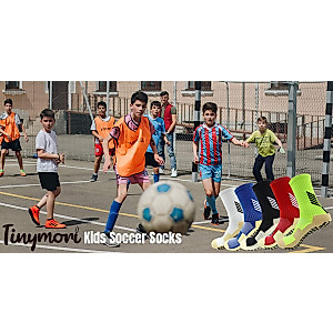Tinymori Kids Socks Anti Slip Boys Girls Football Socks Children Non Slip Sports Socks Rubber Pads Soccer Basketball Socks Running Outdoor for Age 6-11
