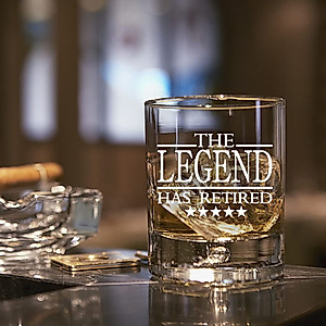 AGMdesign, Funny The Legend Has Retired Whiskey Glasses, Retirement Gifts For Men Women Coworker Boss, Funny Retirement Gag Gift Idea, 2021 Happy Retirement Party Decorations Favors